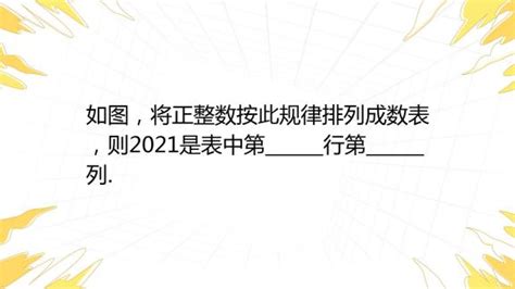 如图，将正整数按此规律排列成数表，则2021是表中第 行第 列 百度教育
