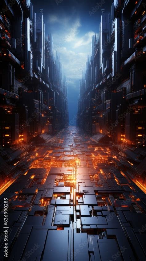 Futuristic Processor Background Technology Concept Digital Abstract Art Neon Lighting