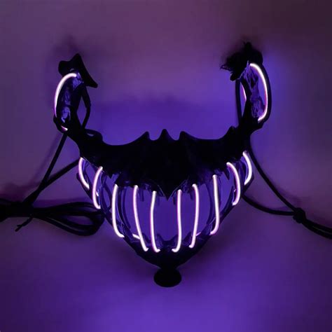 ჰელოუინის კაშკაშა Led ნახევარი სახის ნიღაბი წვეულების ცეკვისთვის ცივი განათების ხაზი და