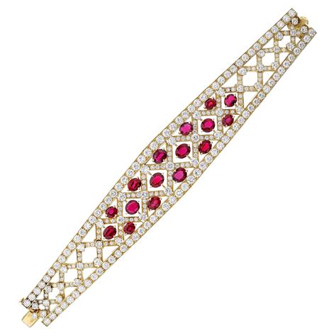 1980s Van Cleef And Arpels Ruby And Diamond Bracelet 18k Yellow For