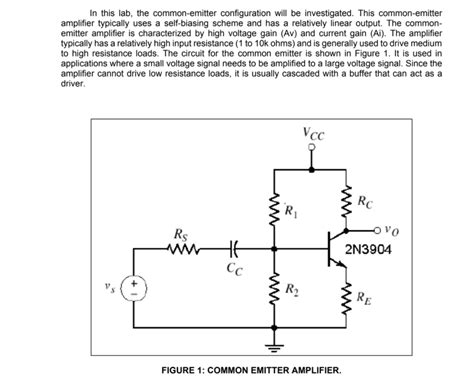 Solved In This Lab The Common Emitter Configuration Will Be Chegg Com