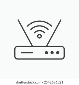 Wifi Modem Icon Thin Black Lines Stock Vector Royalty Free Shutterstock