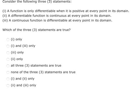 solved consider the tollowing three 3 statements i a