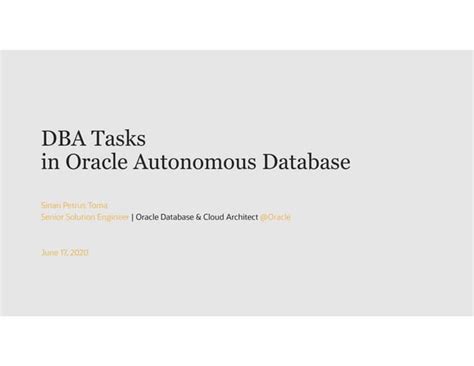 Dba Tasks In Oracle Autonomous Database Ppt