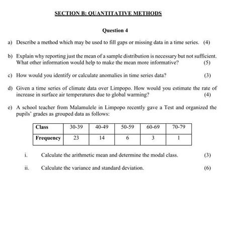Solved SECTION B QUANTITATIVE METHODS Question A Chegg