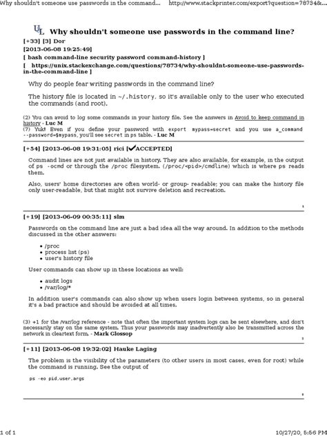 Why Shouldnt Someone Use Passwords In The Command Line Pdf Command Line Interface Password