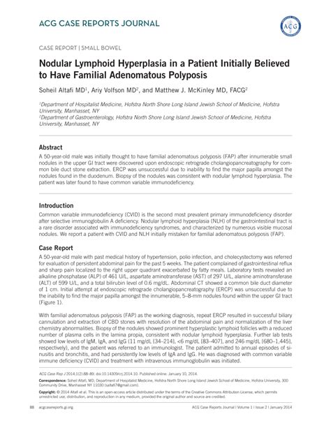 Pdf Nodular Lymphoid Hyperplasia In A Patient Initially Believed To Have Familial Adenomatous