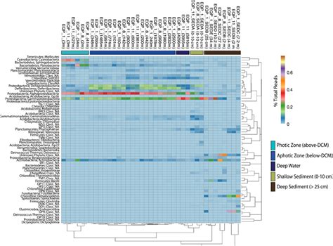 Heatmap Clustering Visualization Of Water Column And Sediment Bacterial