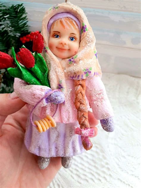 Ватная елочная игрушка Дашенька в интернет магазине на Ярмарке Мастеров Мини фигурки и