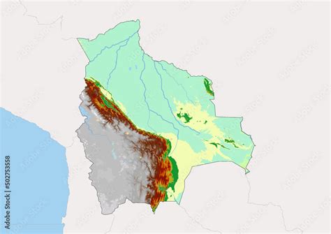 Image Vectorielle Stock High Detailed Vector Bolivia Physical Map