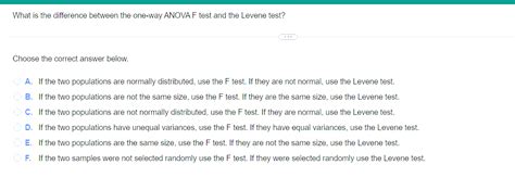 Solved What Is The Difference Between The One Way Anova F