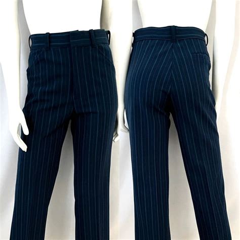 Navy Pinstripe Pants Men Etsy
