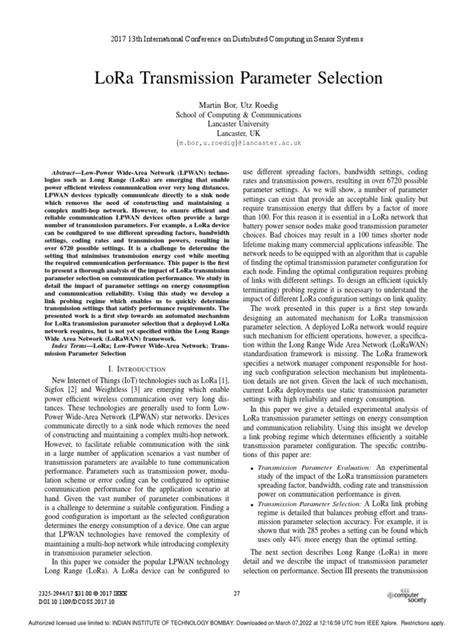lora transmission parameter selection pdf wireless computer