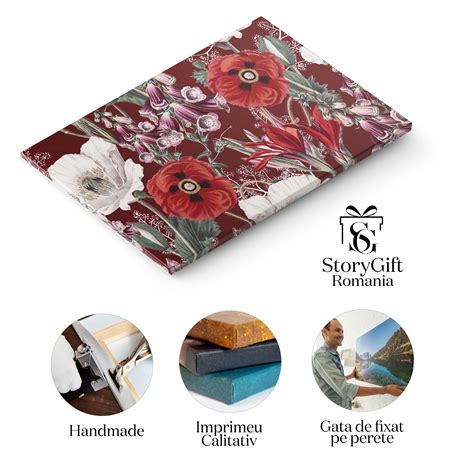 Картина на платно Изкуство на цветя Илюстрация на цветя в различни нюанси 140x90cm Emag Bg