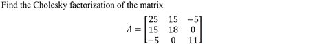 Solved Find The Cholesky Factorization Of The Matrix 125 A