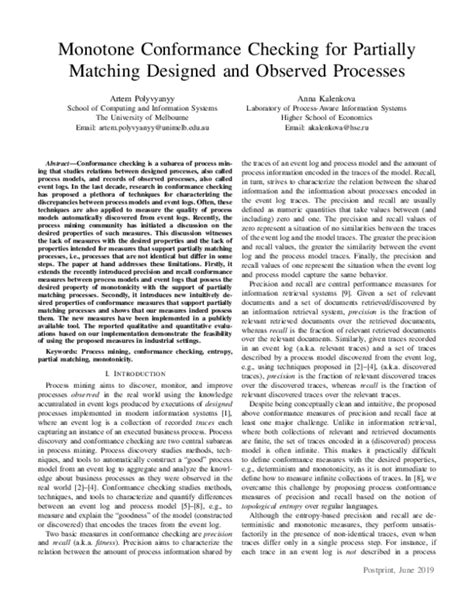 Pdf Monotone Conformance Checking For Partially Matching Designed And Observed Processes
