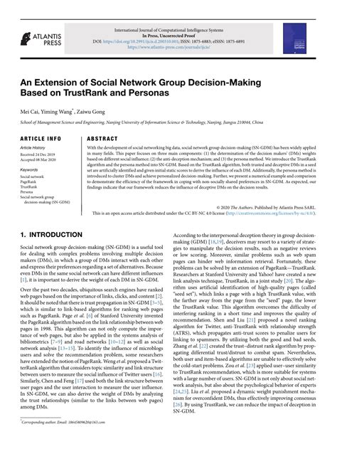 Pdf An Extension Of Social Network Group Decision Making Based On