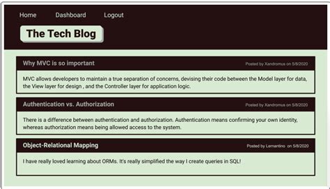 github ryanzubayer model view controller mvc challenge tech blog