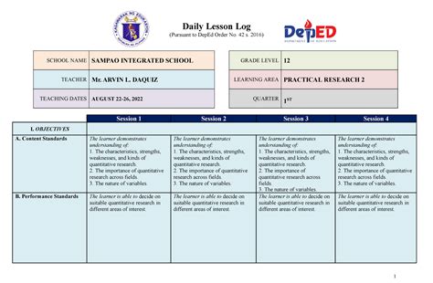 dll practical research 2 daily lesson log pursuant to deped order no