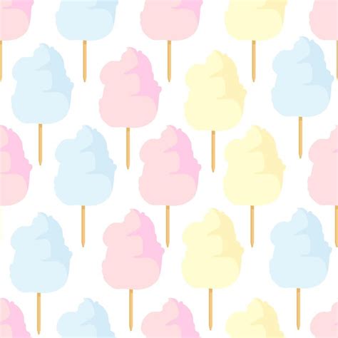 Premium Vector Colorful Cotton Candy Sweet Sugar Dessert Seamless Pattern