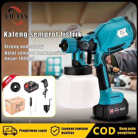 Jual Mlhy Electric Spray Gun W Ml Cordless Baterai Lithium Alat Semprotan Cat Minyak Air