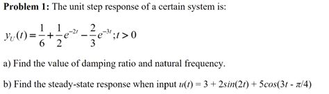 Solved Problem The Unit Step Response Of A Certain System Chegg