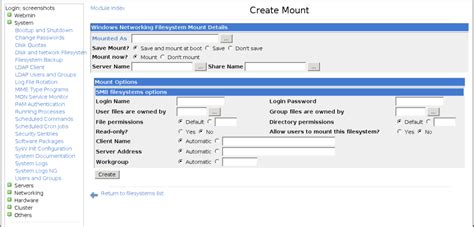 webmin create share northwestlasopa