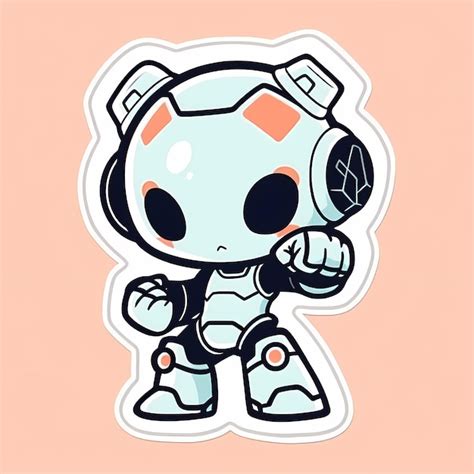 Premium Ai Image Minimal Japanese Kawaii Robot Chibi Anime Vector Art Sticker With Clean Bold