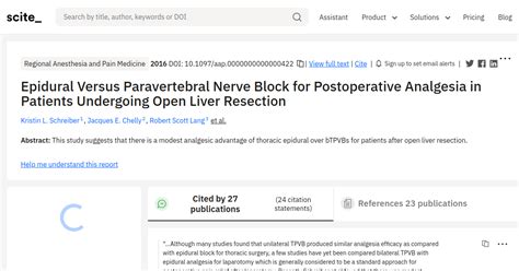 [citation Report] Epidural Versus Paravertebral Nerve Block For Postoperative Analgesia In