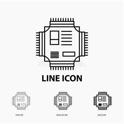 Chip Cpu Microchip Processor Technology Icon In Thin Regular And Bold Line Style Vector