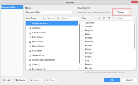 Configuring User Based Filter In Alpana Dashboard Designer Code192