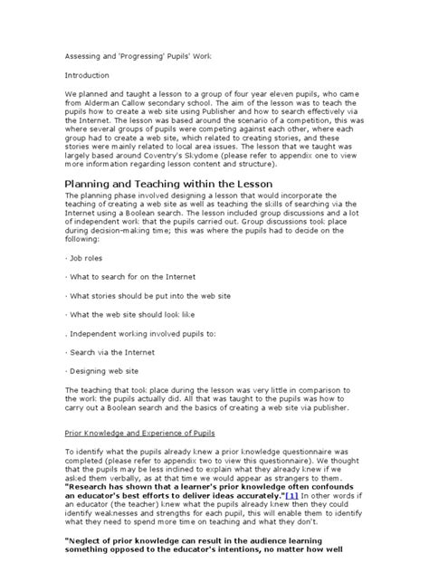 Assesing And Progressing Pupils Work Pdf World Wide Web Internet And Web