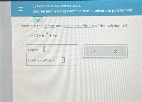 Solved O Exponents And Polynomials Degree And Leading