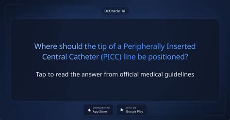 Where Should The Tip Of A Peripherally Inserted Central Catheter Picc Line Be Positioned