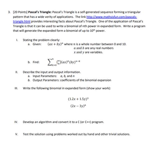 Solved Points Pascal S Triangle Pascal S Triangle Chegg