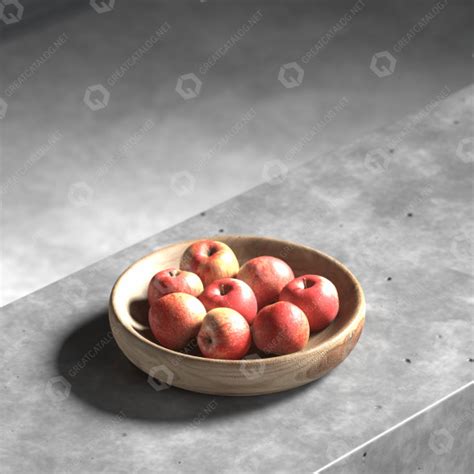 Фрукты Яблоки в миске 3d модель Скачать 3d модель Greatcatalog 3262