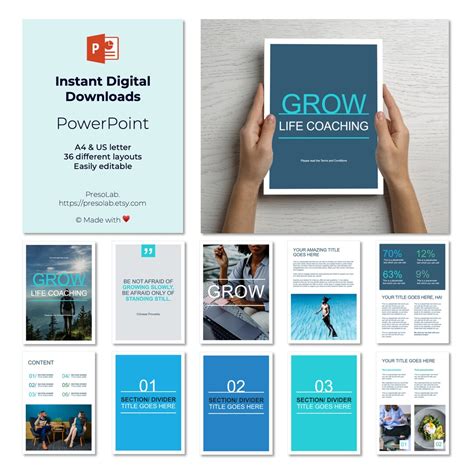 Powerpoint Booklet Template Instant Digital Editable Download Grow Life Coaching Etsy