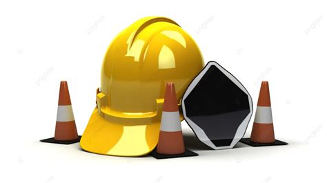 흰색 배경에 건설 도로 표지판과 노란색 안전 헬멧 아래 격리된 3d 렌더링 건설 표지판 도로 공사 안전 표지판 배경 일러스트 및 사진 무료 다운로드 Pngtree