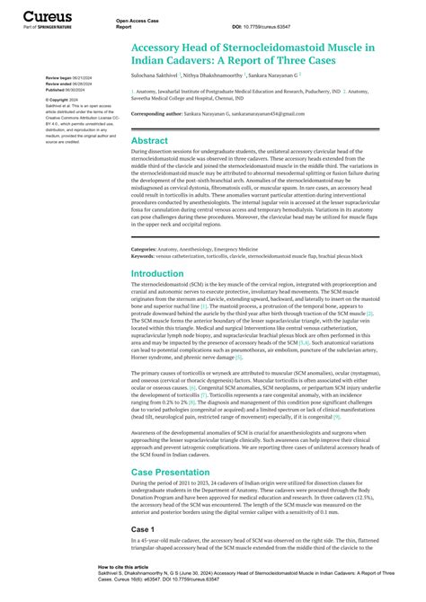Pdf Accessory Head Of Sternocleidomastoid Muscle In Indian Cadavers A Report Of Three Cases