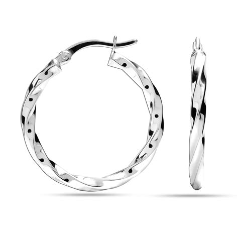 Lecalla 925 Sterling Silver Hoops Earring High Polished Twisted Round