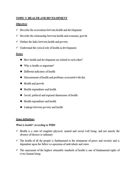 Lec5 Health And Development Pdf Economic Growth Poverty