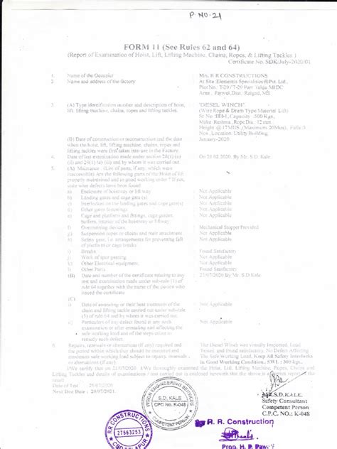 Lifting Tools Test Certificate Pdf