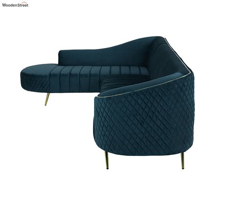 Buy Valencia L Shape Right Aligned Sofa Velvet Teal Upholstery At 33