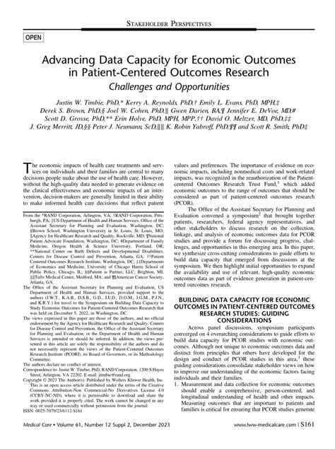 Pdf Advancing Data Capacity For Economic Outcomes In Patient Centered Outcomes Research
