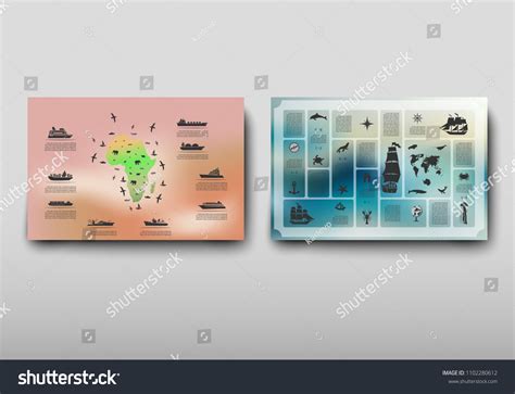 Map Geographic Business Infographics Leaflet Cover Stock Vector