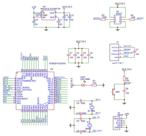 stm32f103c8t6最小系统原理图 资源 嘉立创eda