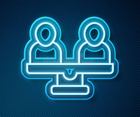 Glowing Neon Line Gender Equality Icon Isolated On Blue Background