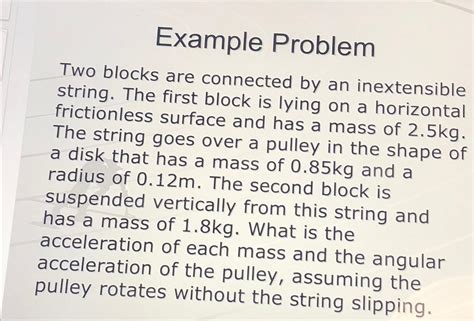 Solved Example ProblemTwo Blocks Are Connected By An Chegg