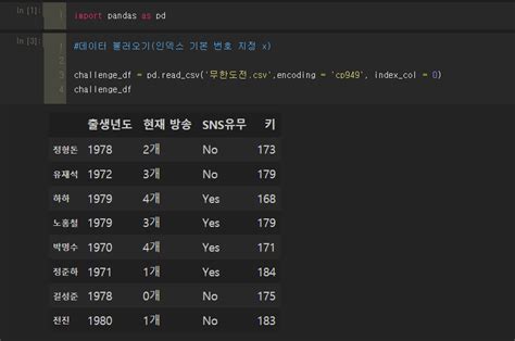 판다스pandas 데이터 프레임 행열 따로 불러오기인덱싱 및 시리즈series에 대한 이해