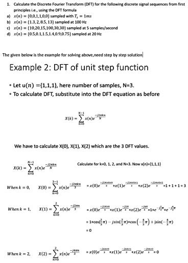 Solved Calculate The Discrete Fourier Transform Dft For The